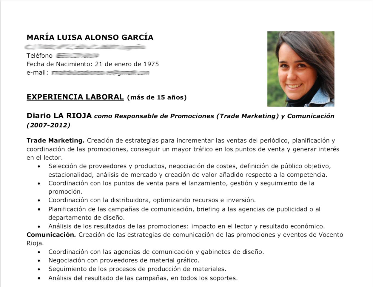 El CV de María Luisa Alonso ya se refería a su título como ...
