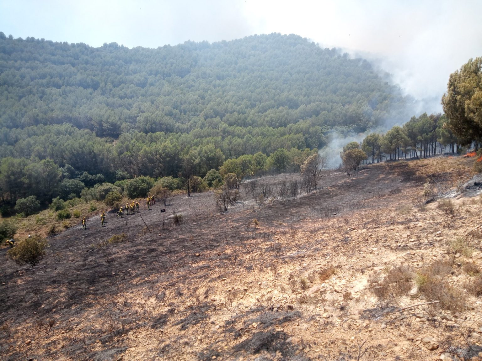 Sigue sin control el incendio de Yerga, donde trabaja un avión del ejército